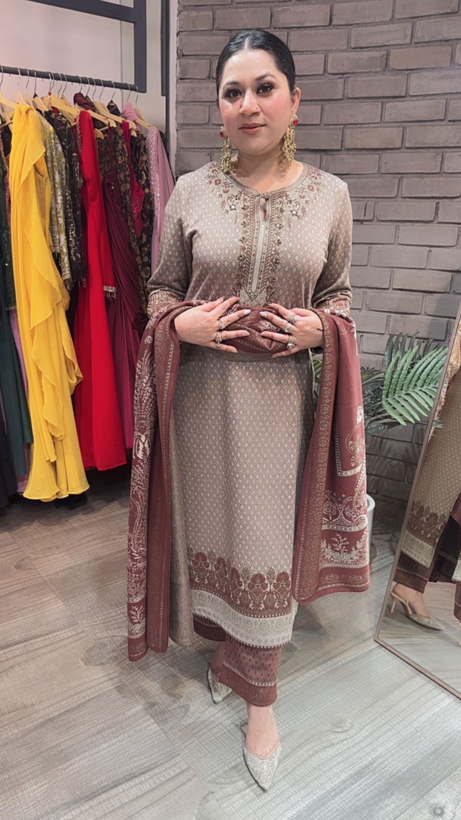 Brooklyn Brown Woolen Designer suit – Nancy Khatri
