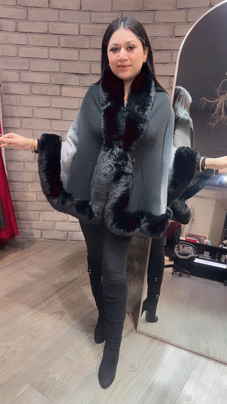 Ombré Black Grey Fur Stole – Nancy Khatri